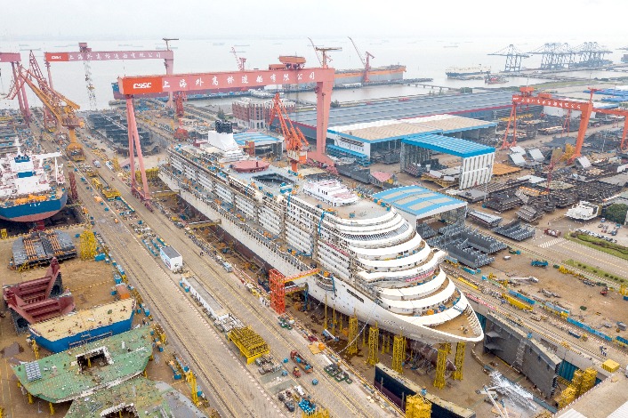 China's first homemade large cruise ship completes hull structure | www ...